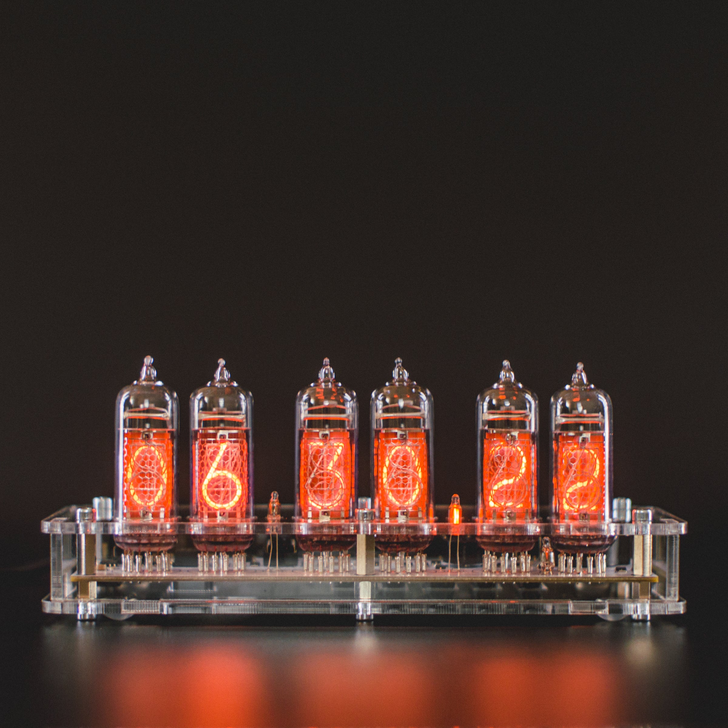 Nixie Tube Clock with Replaceable IN-14 Nixie Tubes in Acrylic Enclosu