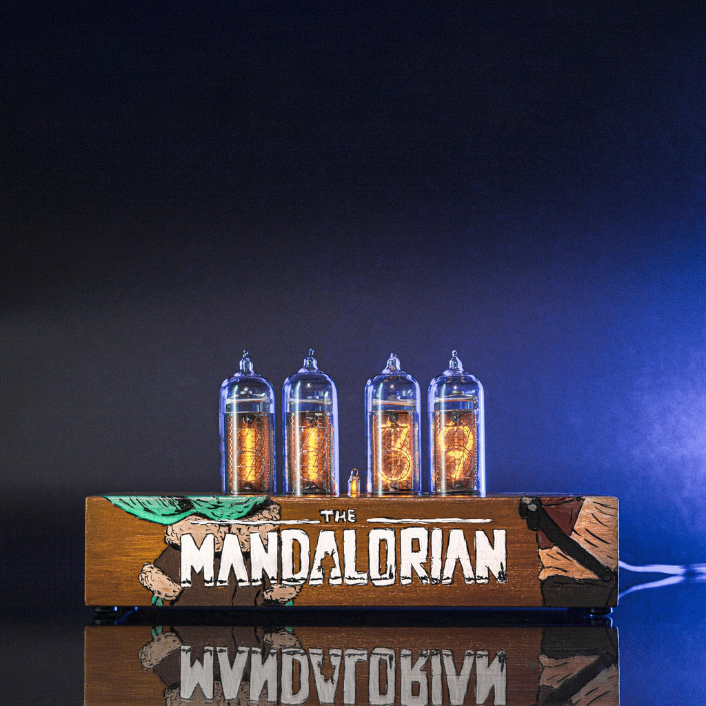 Hand-painted Mandalorian Nixie Tube Clock with Replaceable IN-14 Nixie